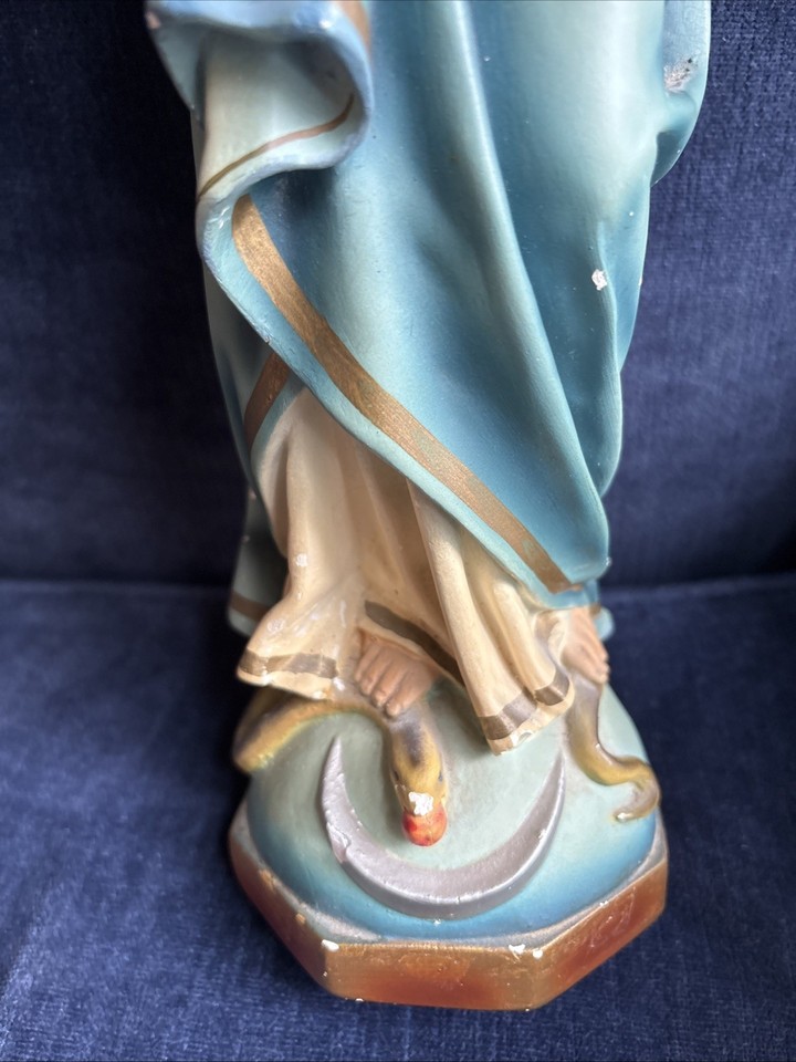 Vintage Plaster Hand Painted Religious Statue Of Mary, Catholic, the ...