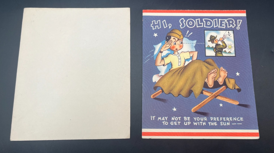Vintage WW II Era Patriotic Greeting Card "Hi, Soldier!" Cartoon | eBay