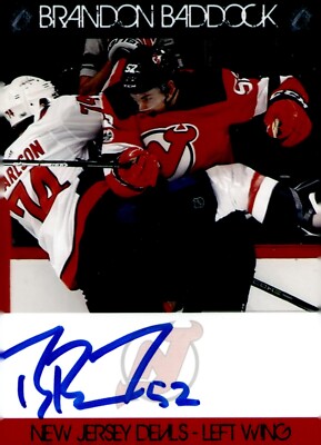 Brandon Baddock - Signed Custom 2.5'' x 3.5'' New Jersey Devils Photo ...