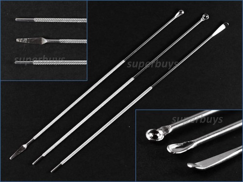 3pcs Ear Wax Curette Remove Cleaning Earpick Kit Stainless Steel Safe ...