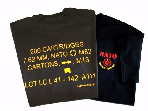 NATO® 7.62 m82 Ammo print Military T Shirt Graphic Tee shooting Short ...