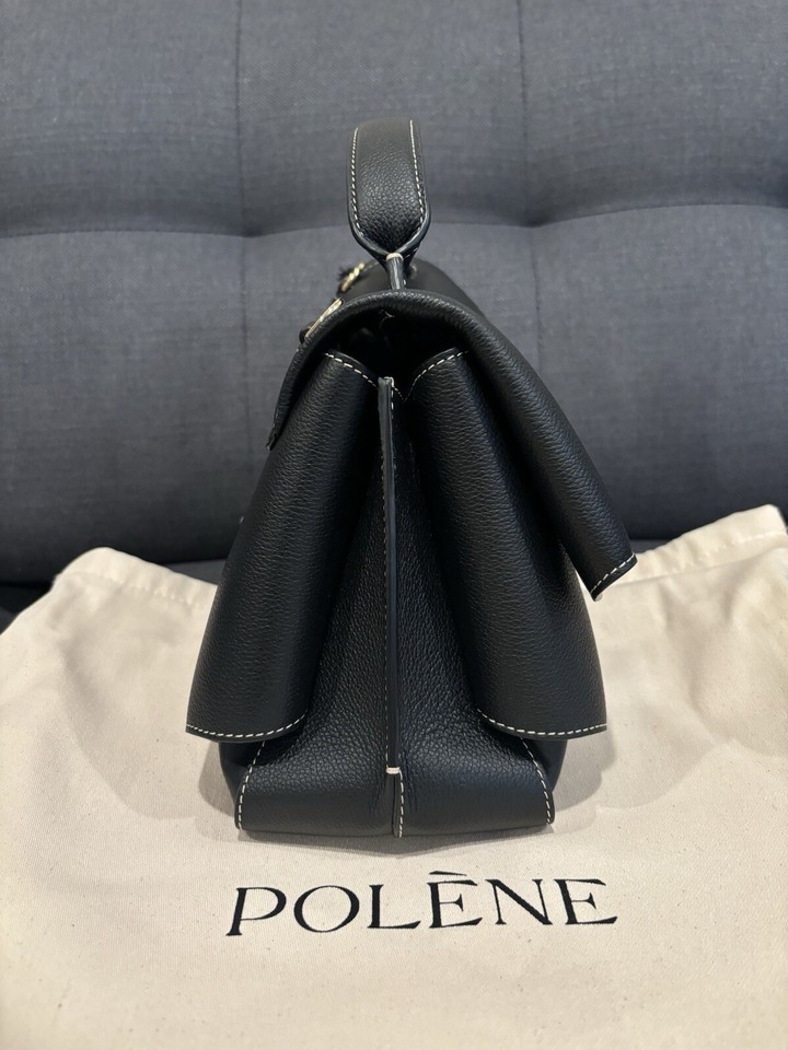 New Authentic POLÈNE Mokki Edition Textured Black Leather Handbag Made ...