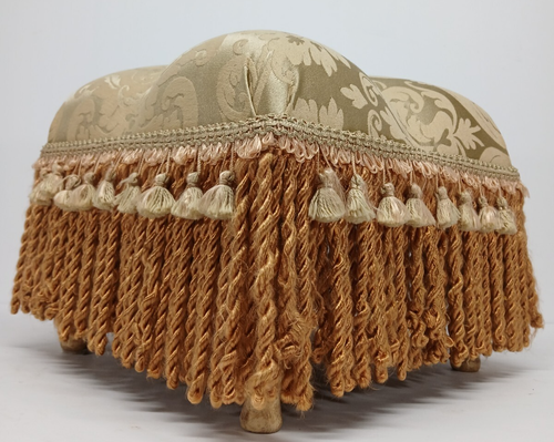 VINTAGE VICTORIAN BROCADE JACQUARD DAMASK TASSLE FOOT STOOL FREE ...