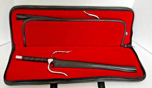 Pair Of 19-1/2" Chrome Sai Martial Arts Weapons w/ Zippered Padded Case ...