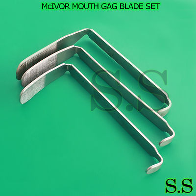 Set Of 3 Pieces McIVOR MOUTH GAG Blade Surgical Dental ENT Tonsil ...