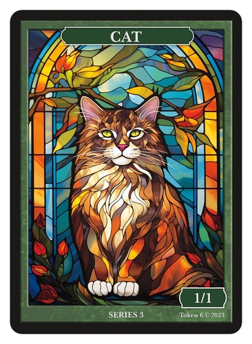 Cat Stained Glass Token Givememana Tokens Magic the Gathering | eBay