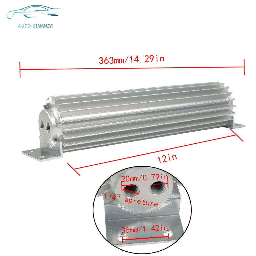Dual Pass Aluminum Finned Transmission Oil Cooler 12" For Universal ...