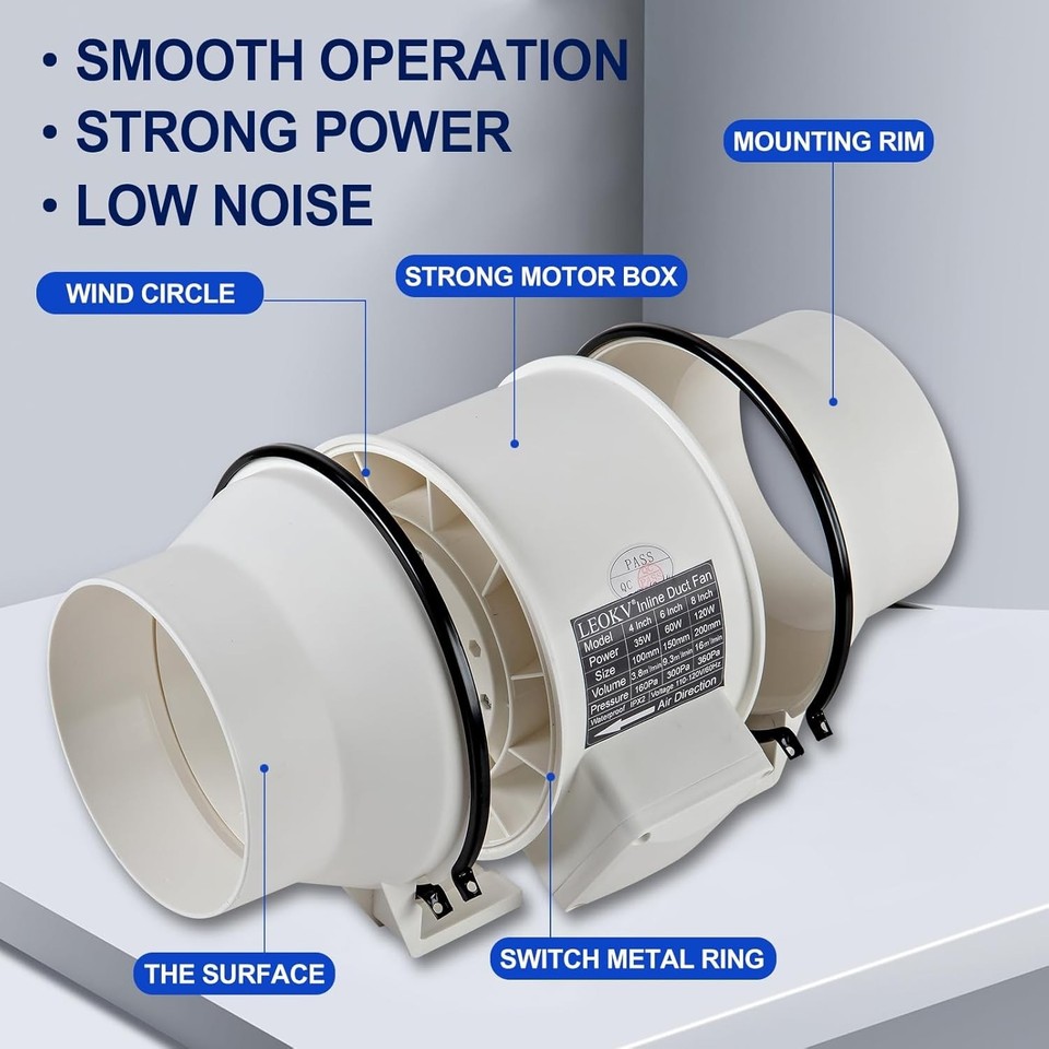 4 Inch Inline Tube Duct Exhaust Blower Fan Ventilation Fan Extractor ...