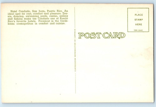 San Juan Puerto Rico Postcard Hotel Condado Aerial View Painting c1950 ...