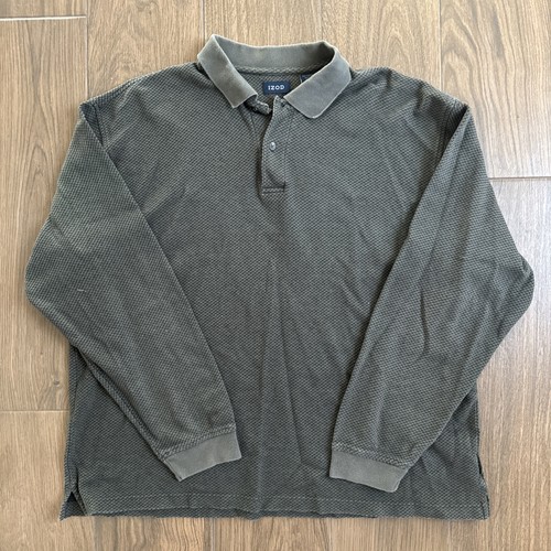 Izod Men’s Pullover Polo Shirt Size Large Long Sleeve Army Green Cotton ...