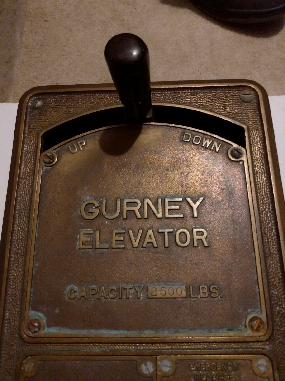Vintage Gurney Elevator Control Panel With Crank Shift And Box Early ...