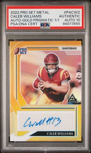 2022 Leaf Pro Set Metal Caleb Williams Gold Prismatic Rookie PSA/DNA 10 ...