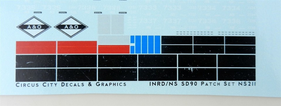 Circus City HO Decals INRD/NS Norfolk Southern SD90 DECAL SET ~ T62G9 ...