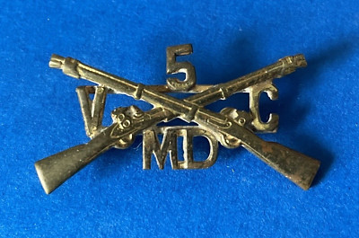 RARE Authentic pre WWII Maryland 5th Veteran's Corps MD Officer Collar ...