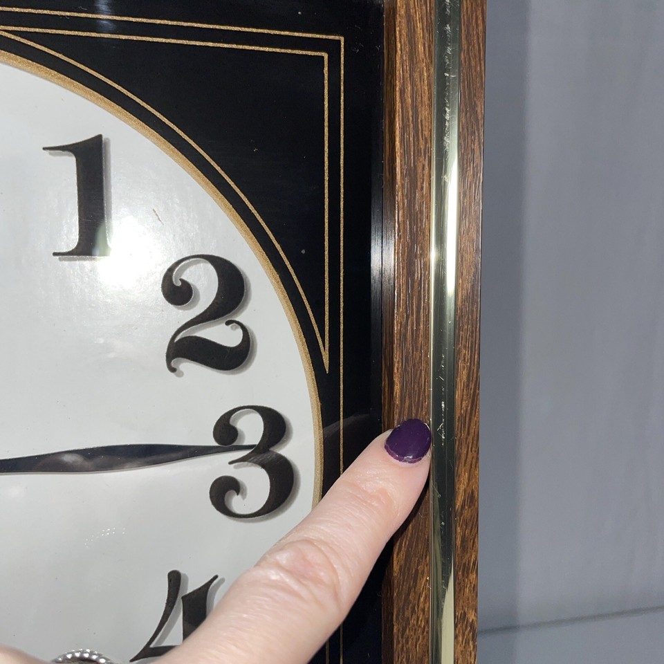 Vtg Verichron Regulator Quartz Wall Clock Wood Grain Gold Trim USA ...