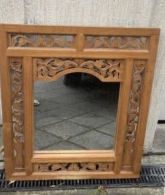 Carved Bali Mirror 80 x70 cm Timber Wooden Frame Ready to Hang Ornate ...