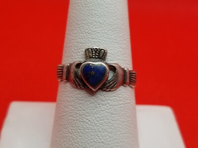 Sterling Silver 925 Blue Claddagh Ring Size 9 | eBay