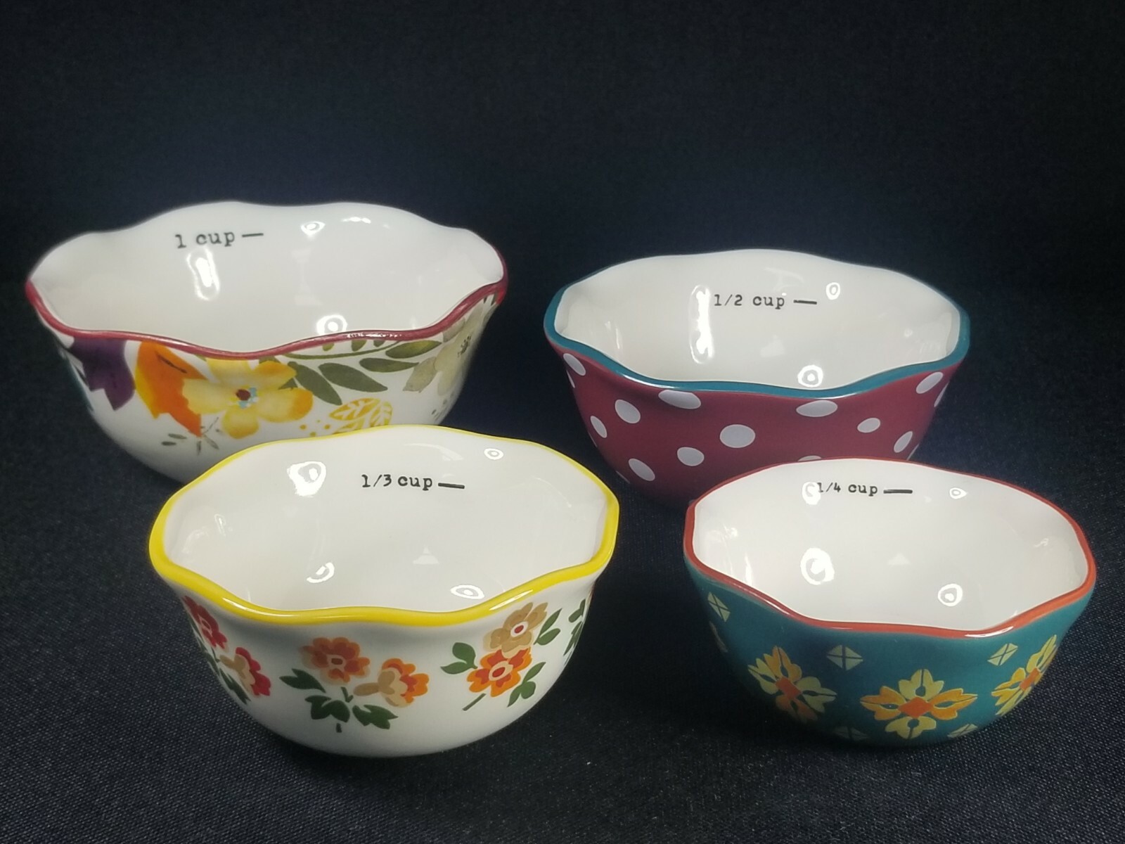 Pioneer Woman Nesting Measuring Bowls Set of 4 Cooking Measuring Cups ...