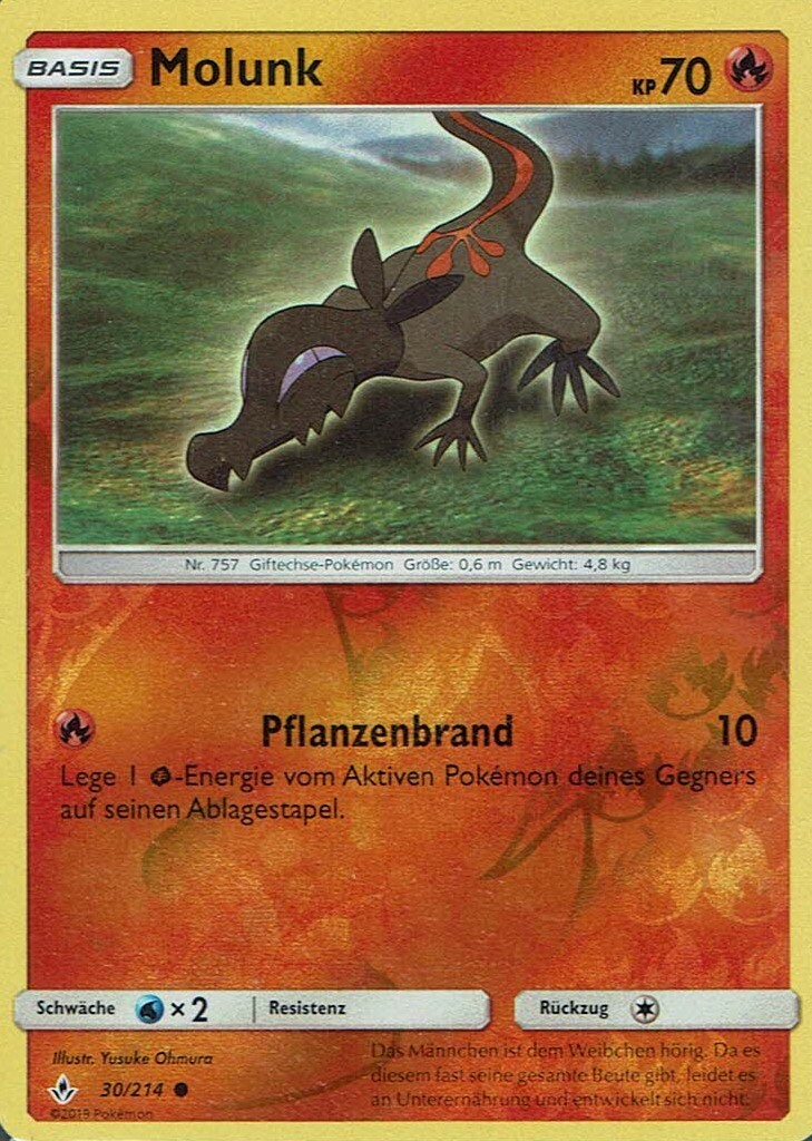 Pokemon SM10 Basis Molunk Reverse Holo 30/214 Kräfte im Einklang ...