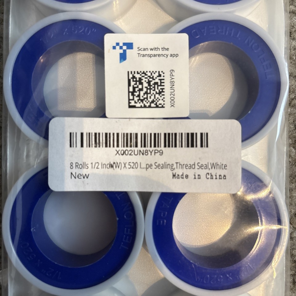 8 pack 1/2" x 520" PTFE Plumbers Thread Seal Tape Pipe Joint Teflon ...