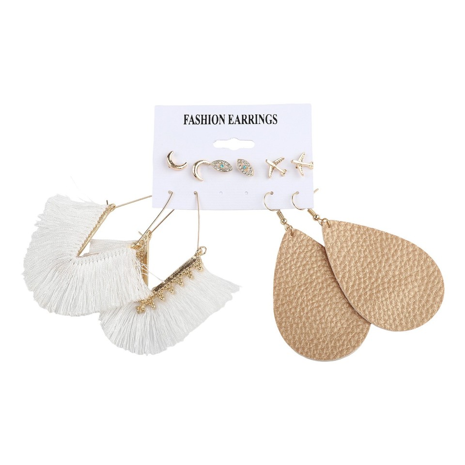 Boho Tassel Earrings Set with Flower Design and Imitation Pearl ...