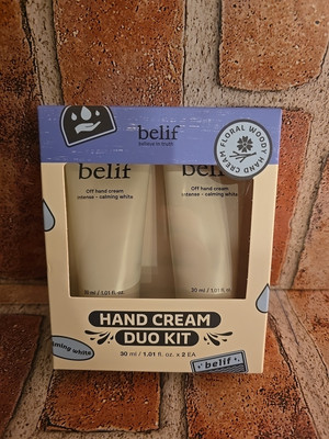 BELIF HAND CREAM DUO KIT OFF HAND CREAM CALMING WHITE FLORAL WOODY 1oz ...