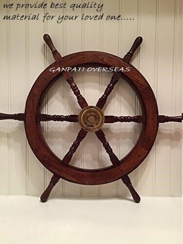 Pirate Decor Wood Brass Finish Wall Boat 24" Wooden Nautical Ship ...