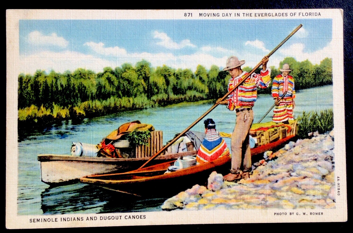 Seminole Indians Dugout Canoes Moving Day In The Everglades Of Florida ...