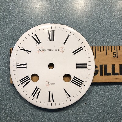 Antique French Clock Dial Face Roman Numeral Single Train Enamel 82mm ...