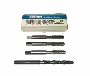 PRESTO 3 PIECE TAP SET FIRST SECOND PLUG METRIC AND HSS TAPPING DRILL ...