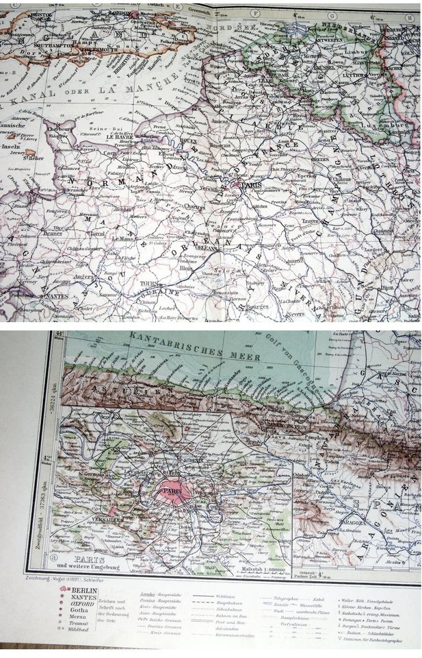 1933 ORIGINAL VINTAGE MAP OF FRANCE / VICINITY OF PARIS INSET MAP | eBay
