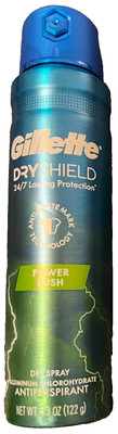 Gillette Dry Shield Dry Spray Antiperspirant - Power Rush - 4.3 OZ ...