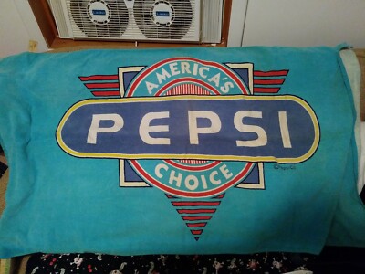 Vintage 80s Pepsi Cola Beach Bath Towel Promo Advertisement Made in USA ...
