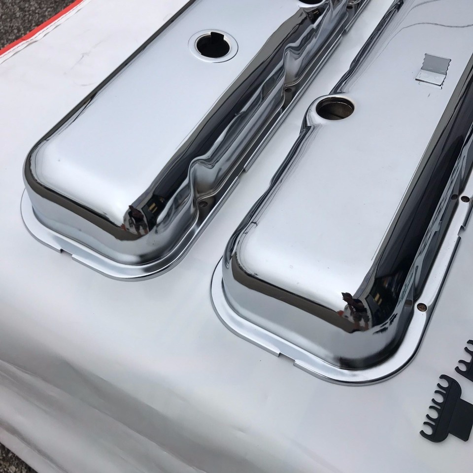 Chevrolet Chrome CHEATER Valve Covers SLANT BBC 396 427 454 KIT 40 PC ...
