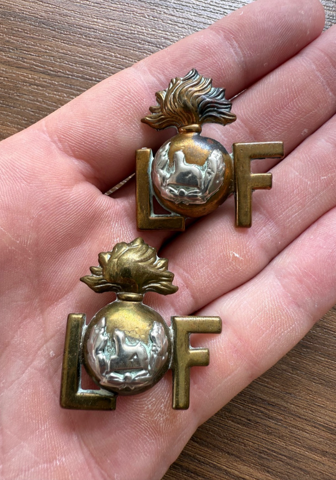 WW1 British Army BEF Lancashire Fusiliers Cap & Uniform Badge Insignia ...