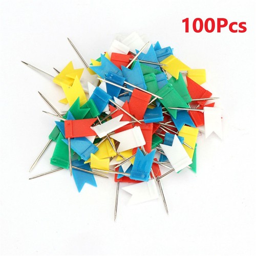100X Flag Marker Shape Map Pins Cork Notice Board Push Pin Assorted ...