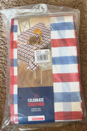 Celebrate Together Americana Tablecloth Gingham Red White Blue 60 x 120 ...