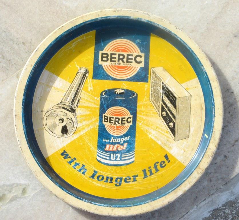 Vintage Old Berec Trade Mark Torch & Battery Sign Litho Tin Tray ...