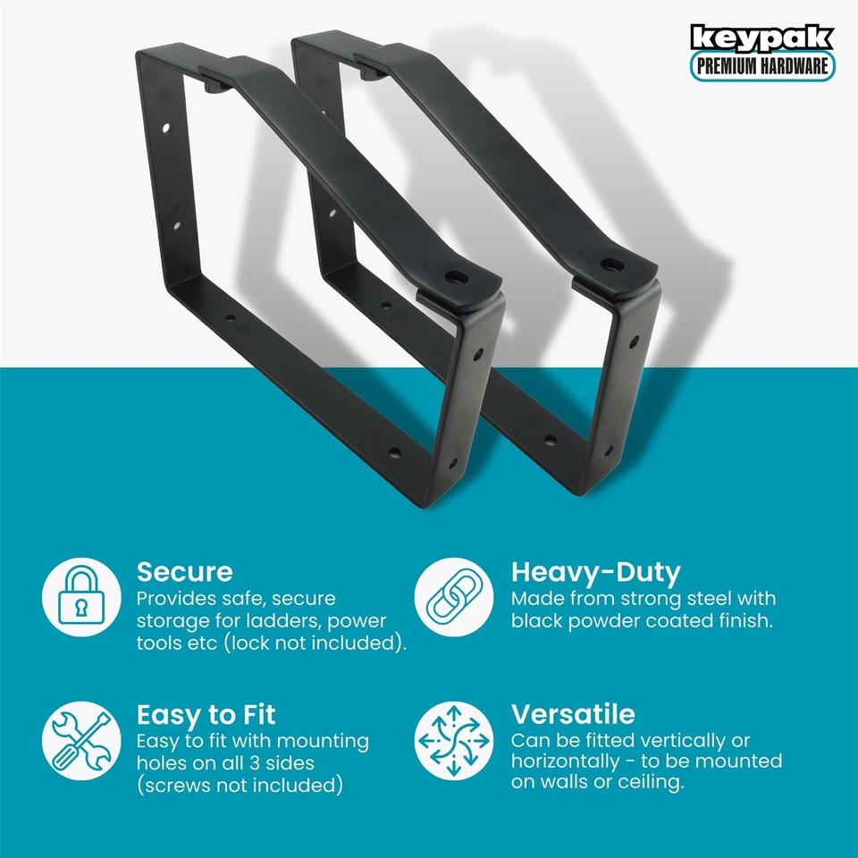 Ladder Rack Brackets, 2 Pack, Lockable Wall Ceiling Secure Storage Tool ...