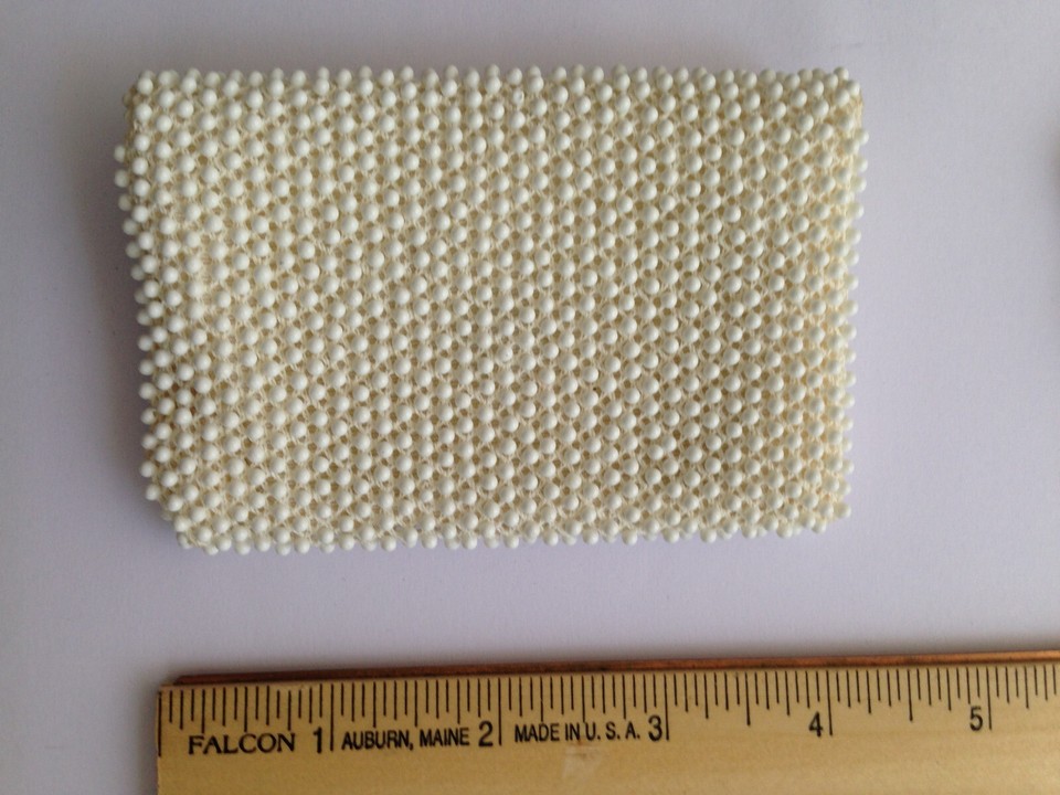 COIN PURSE VTG WHITE MILK BEADED RHINESTONE GOLD BOW SNAP DARLING MINT ...