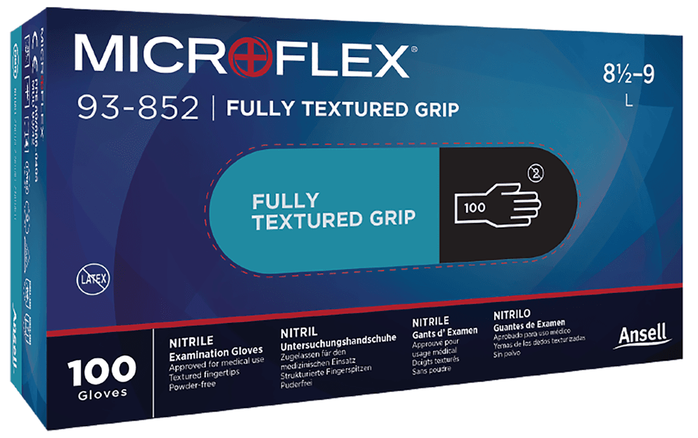 Ansell MICROFLEX DISPOSABLE GLOVES 100Pcs Fully Textured Grip BLACK- S ...