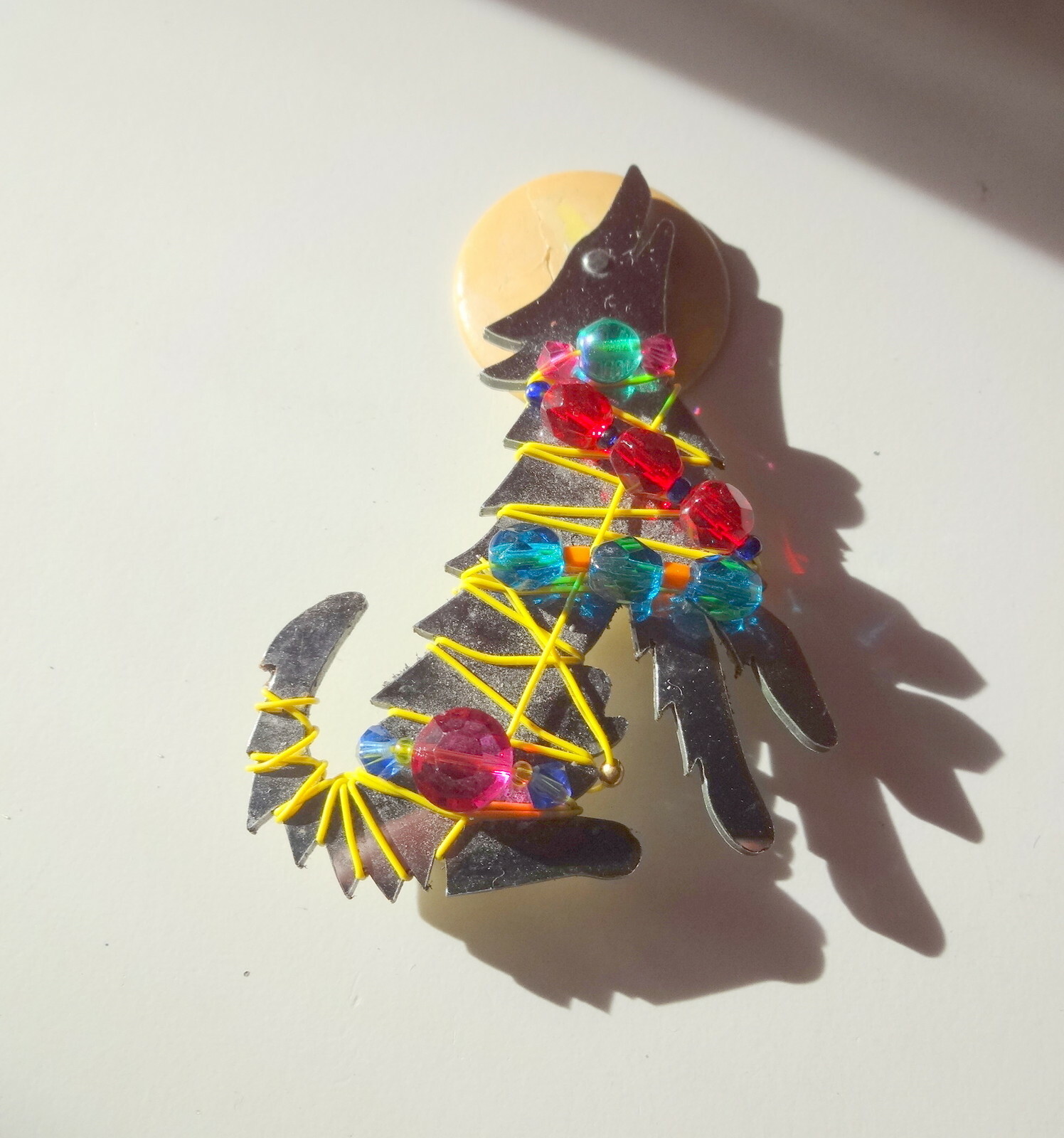 Liztech Mirrored 1991 Signed Artisan Hand Crafted Moon Howling Wolf Pin ...