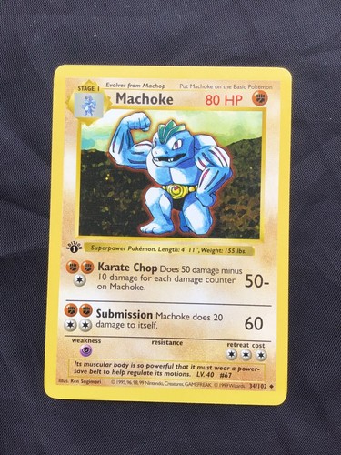 Pokemon Cards: Base Set 1st Edition Uncommon: Machoke 34/102 | eBay