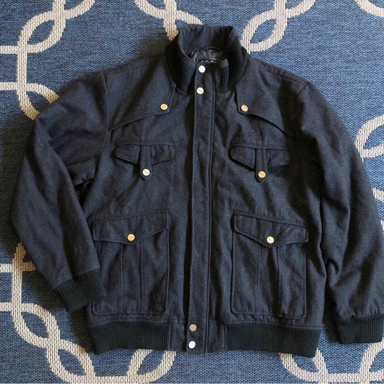 Vintage Y2K Coogi Black Heavy Winter Wool Jacket Coat 3X | eBay