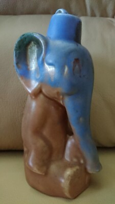 1930's Sylvac Sitting Circus Elephant Figure Blue/Brown with Fez Hat ...