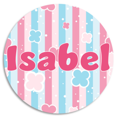 Isabel - Circle Sticker Decal 3 Inch - Name Tag Water Bottle School ...