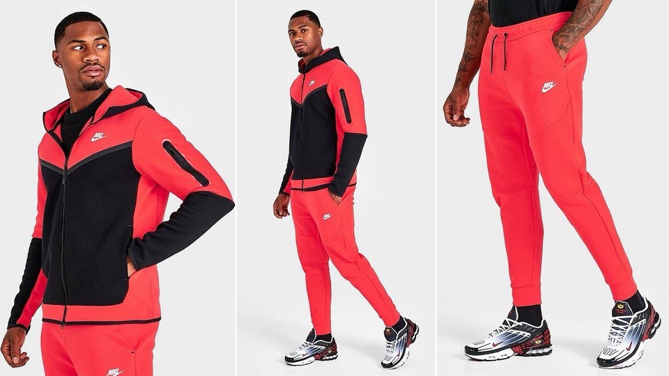 RARE Nike Tech Fleece Jacket NWT 2 XL DV0537 696 Red Black Hoodie Full ...
