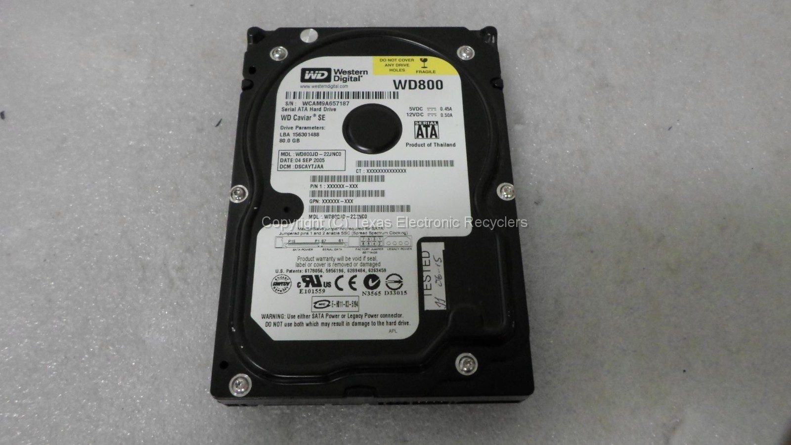Western Digital WD800JD-22JNC0 WD800 80GB 7200 RPM SATA Hard Drive ...
