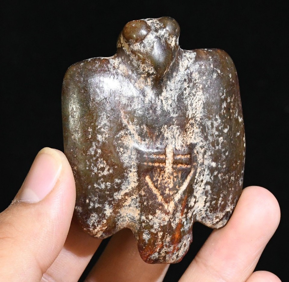 2.7"Hongshan Culture Old Jade Fengshui Bird Hawk Eagle Animal Amulet ...