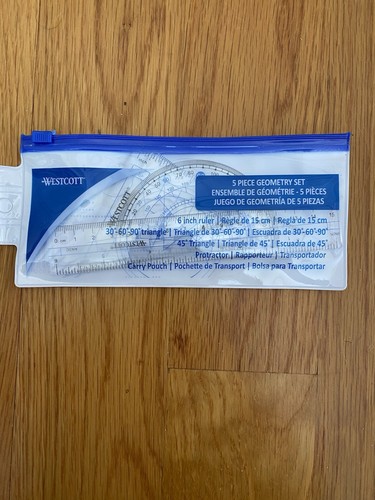 Westcott Small Transparent Geometry Set lot - Square Set, Ruler ...